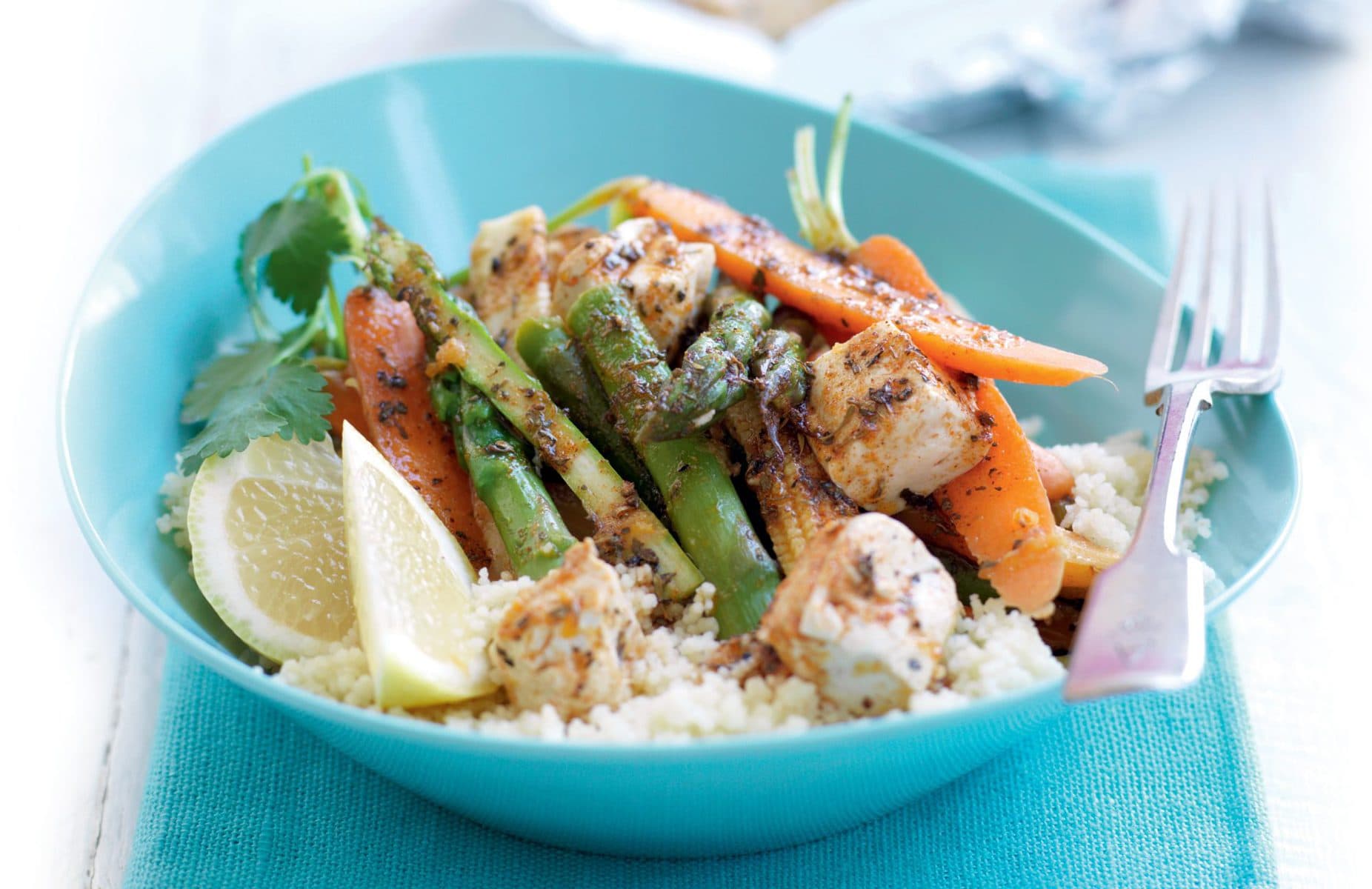 Cajun vegetable and tofu parcels with couscous - Healthy Food Guide