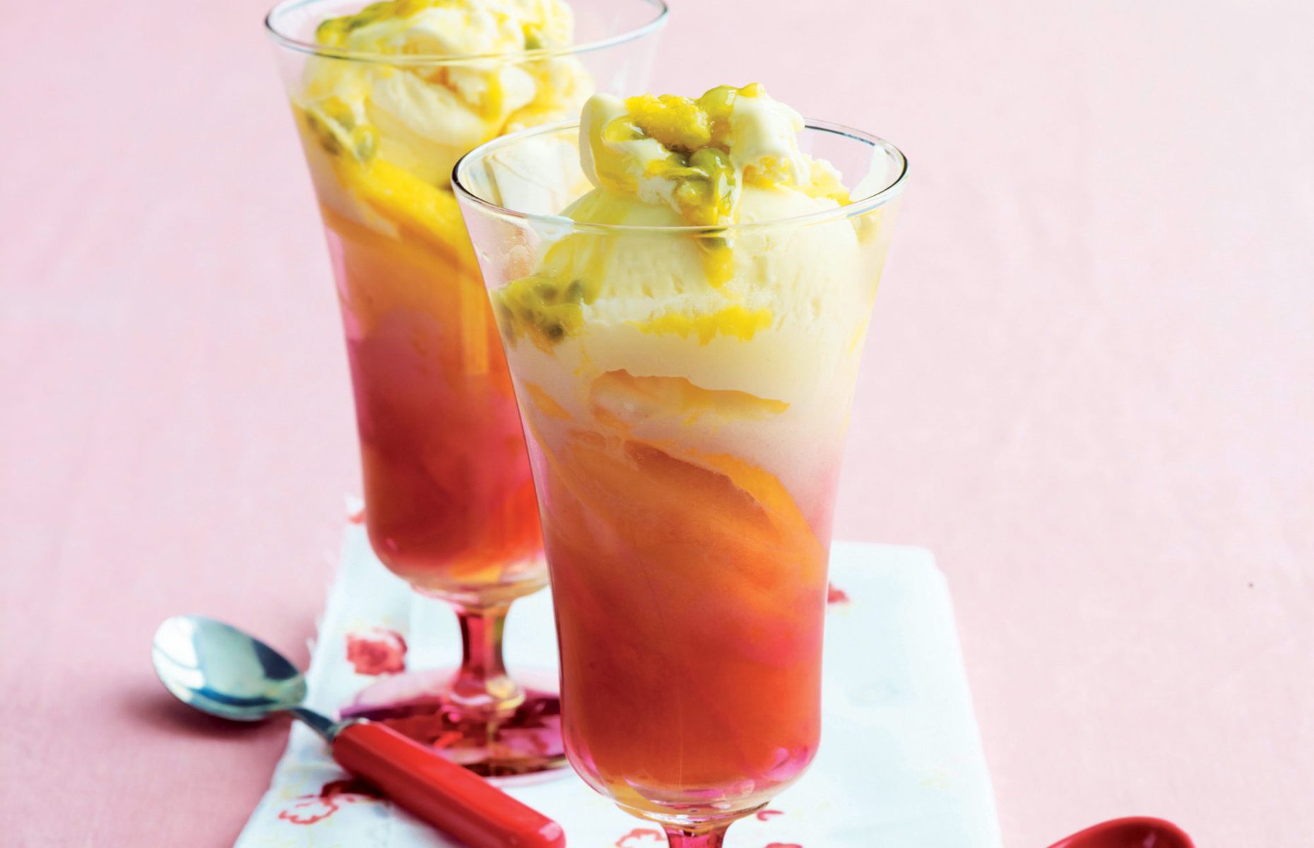 Mango and passionfruit ice cream sundaes - Healthy Food Guide