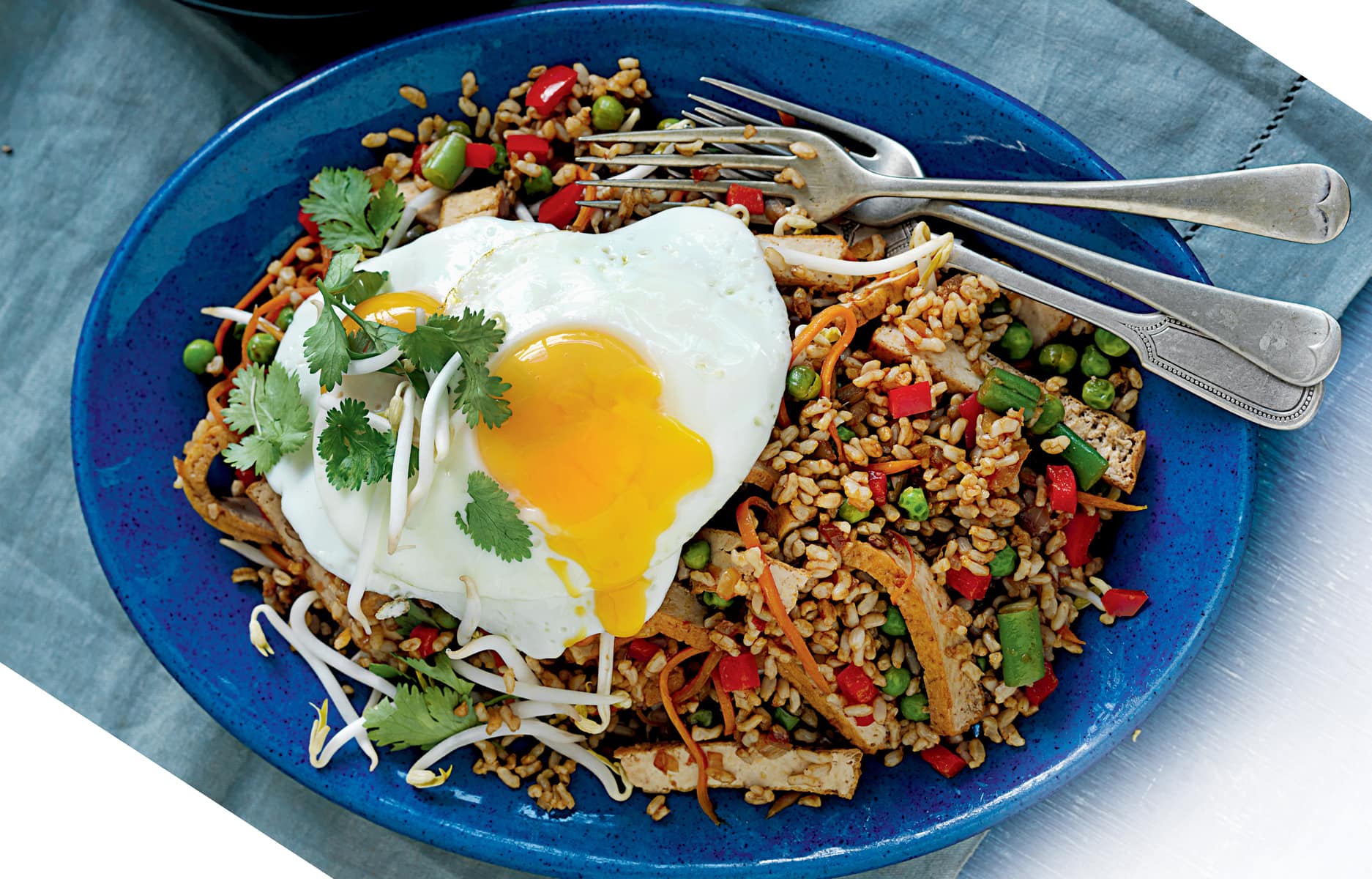 Spicy tofu rice and fried egg - Healthy Food Guide