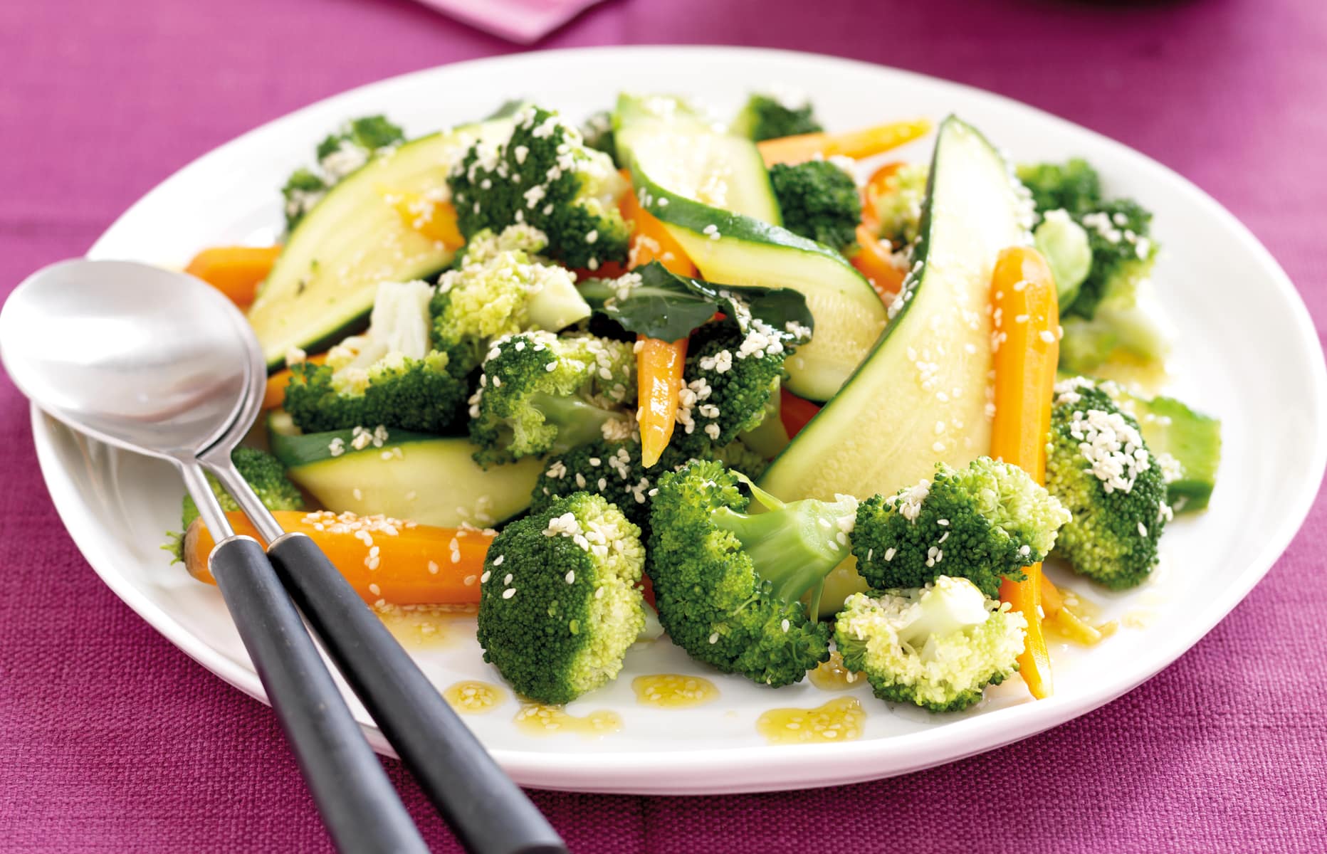 Steamed veges with sesame and honey - Healthy Food Guide