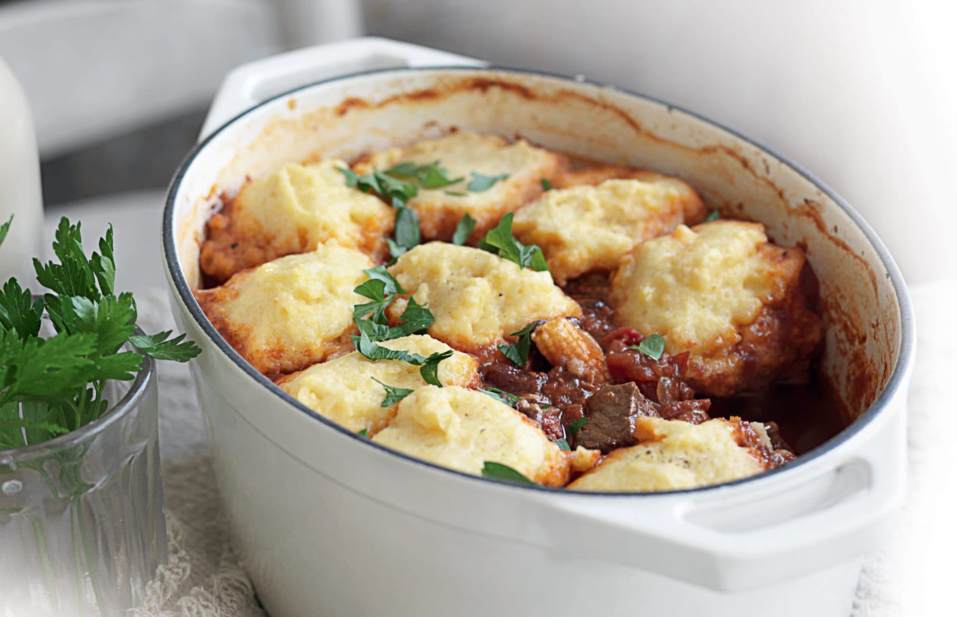Chilli beef stew with polenta dumplings - Healthy Food Guide