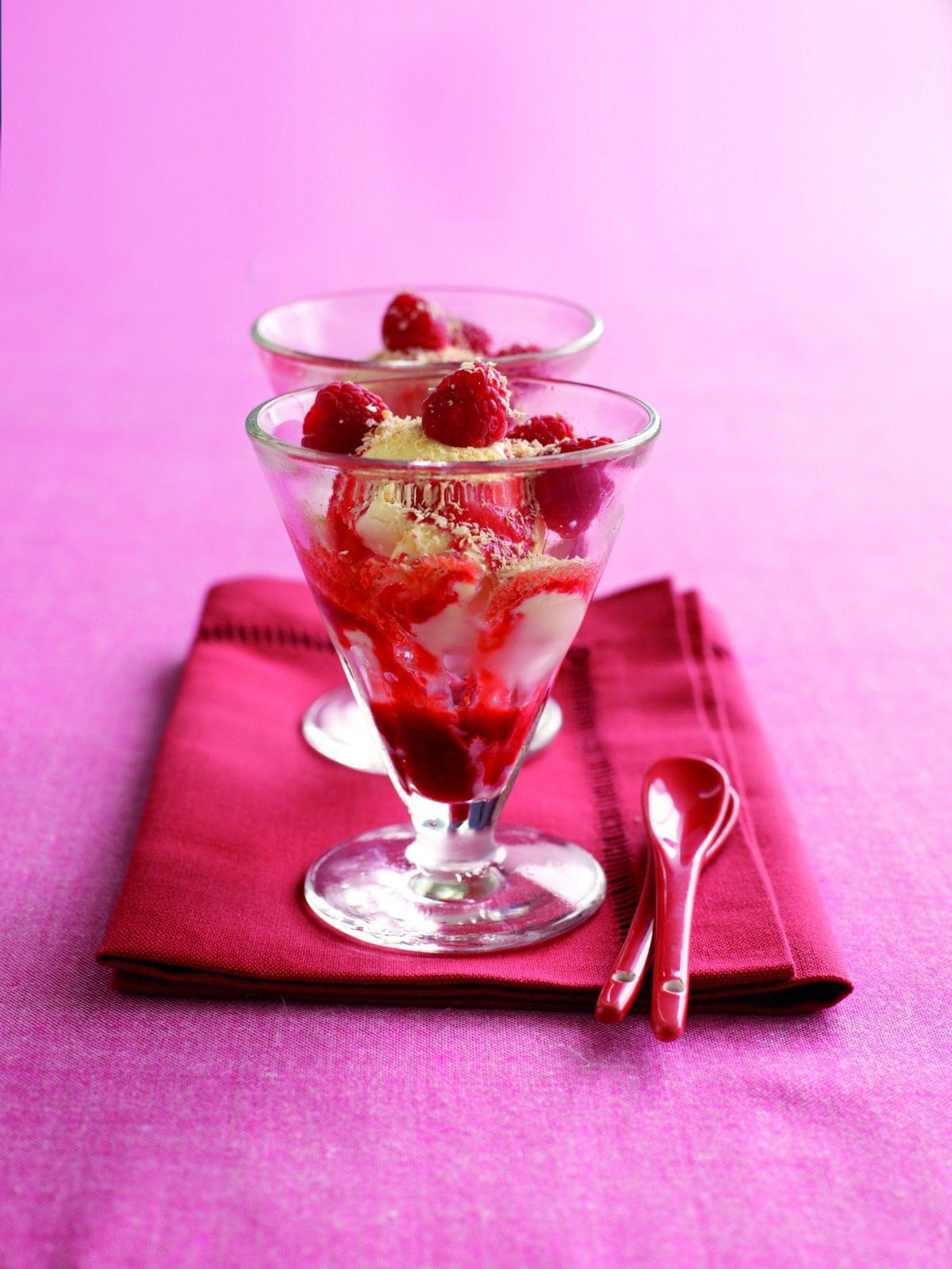 Raspberry and coconut ice cream sundaes - Healthy Food Guide