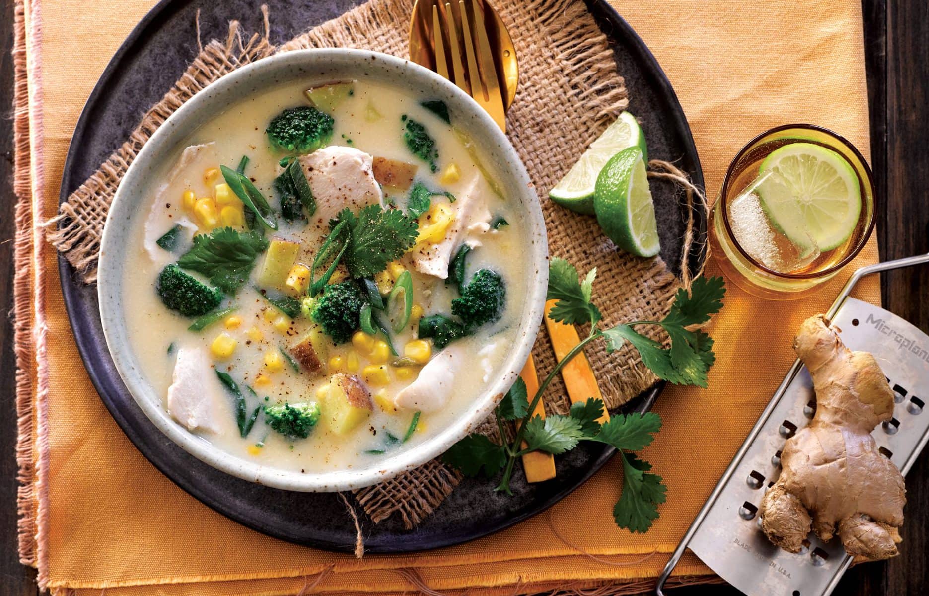 Quick chicken, corn and broccoli soup - Healthy Food Guide