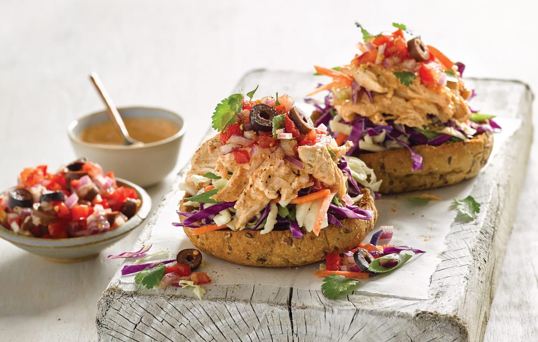 Open chicken salsa burgers - Healthy Food Guide