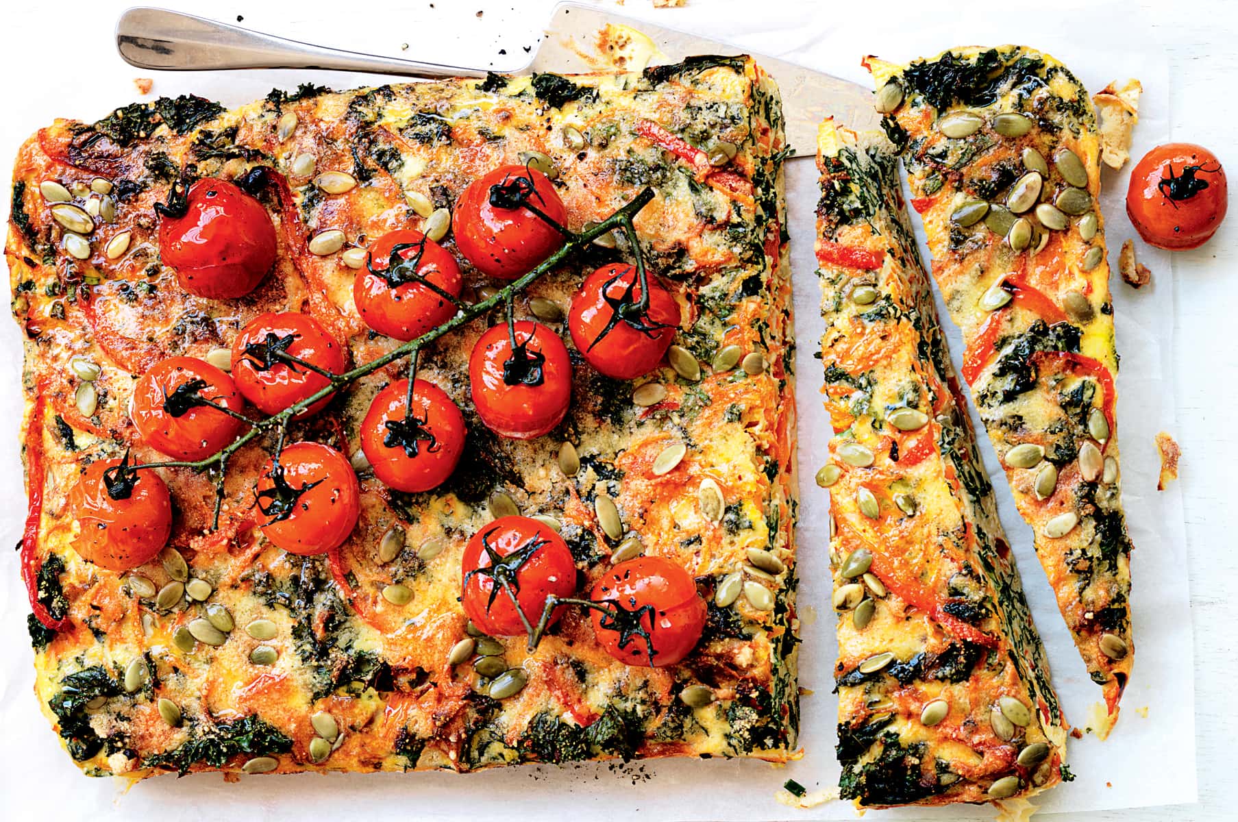 Kale, vegie and pumpkin seed slice - Healthy Food Guide