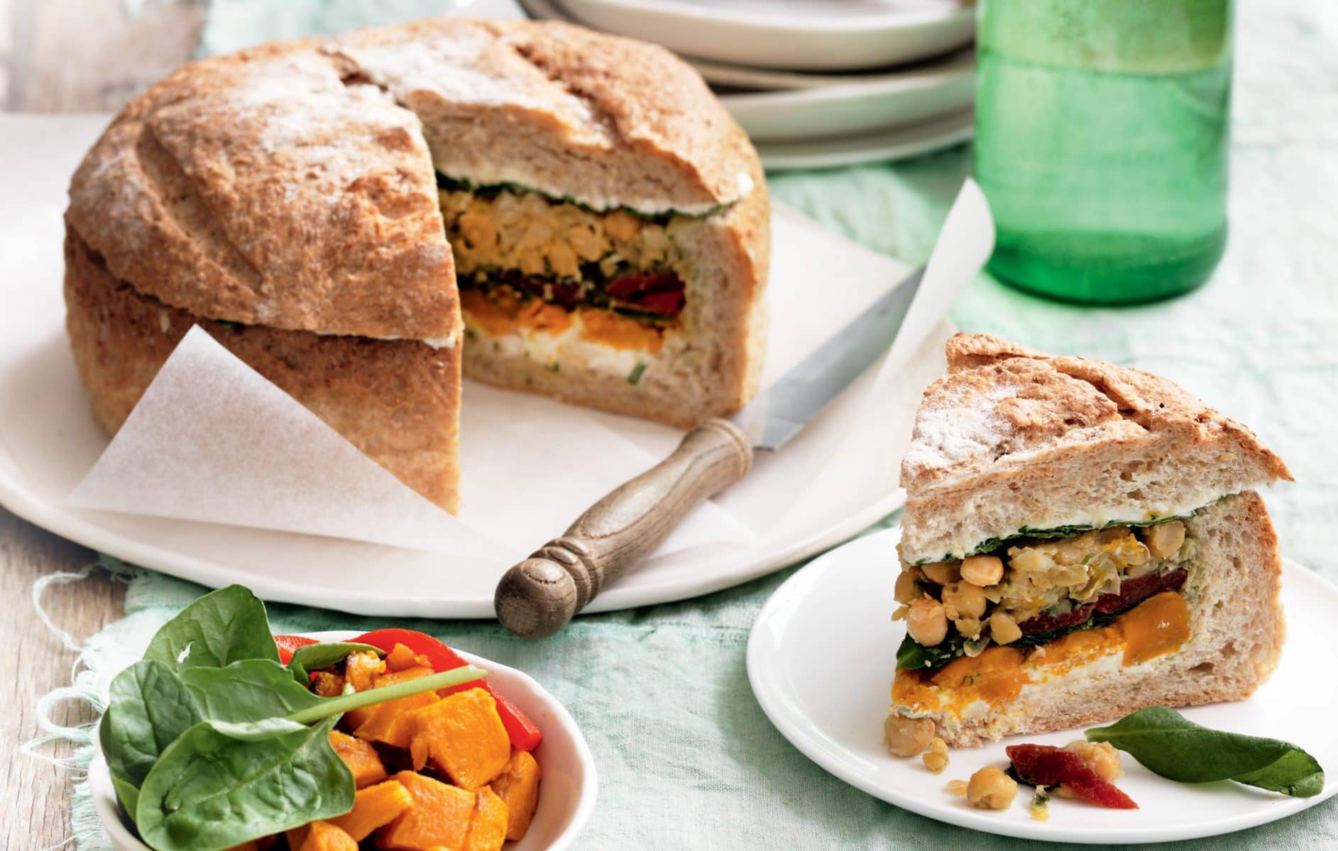 Pumpkin, herbed cream cheese and spinach cob loaf - Healthy Food Guide