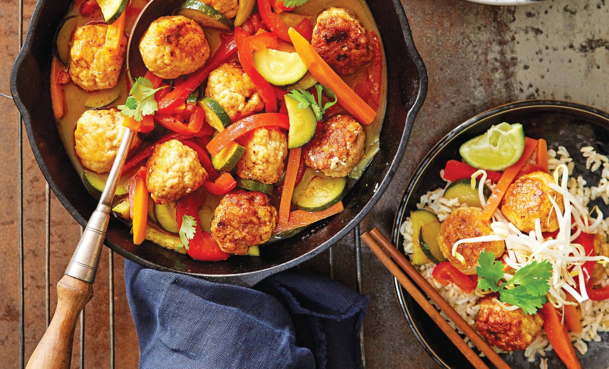 Red Thai fish balls with rice - Healthy Food Guide