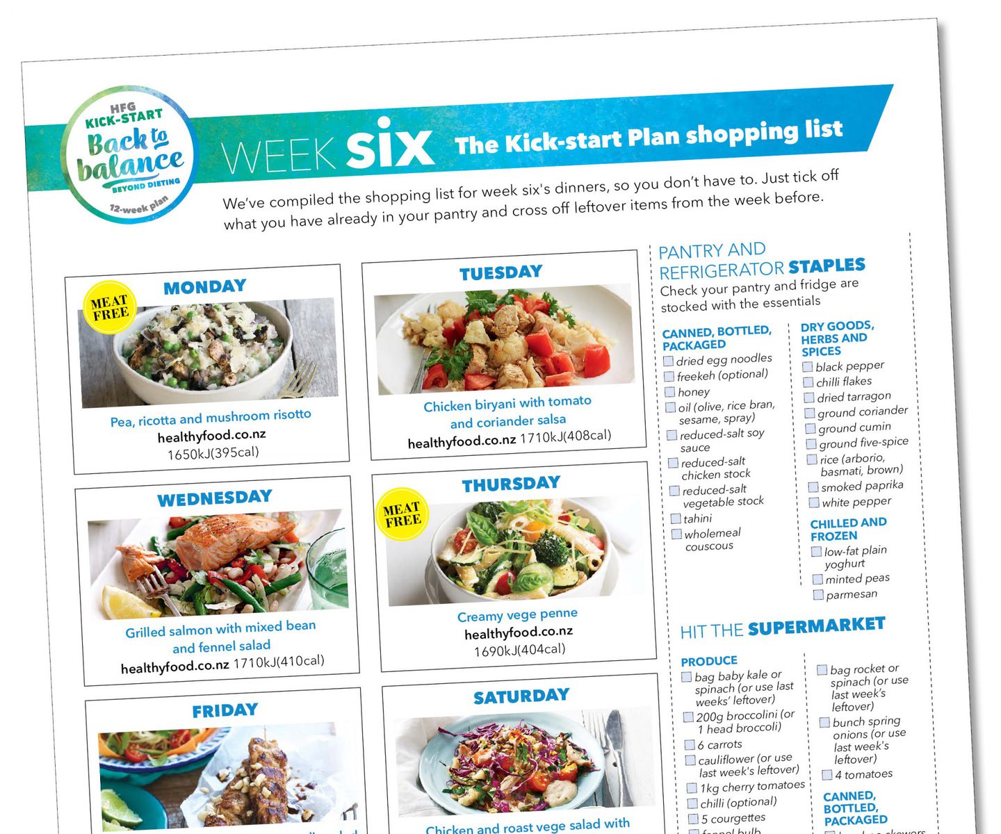 Kick-start meal plan: Week six - Healthy Food Guide
