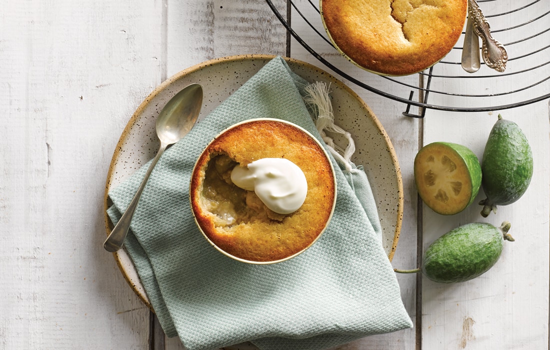 Feijoa and ginger sponge puddings - Healthy Food Guide