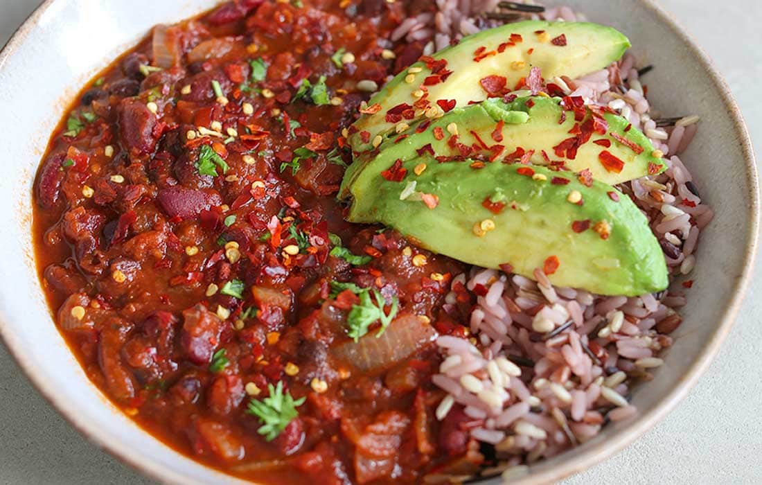 Vegan double bean chilli - Healthy Food Guide