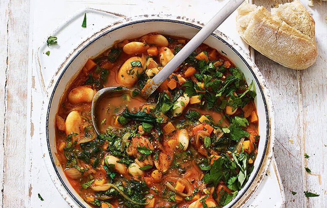 Vegan butter bean and vegetable stew - Healthy Food Guide