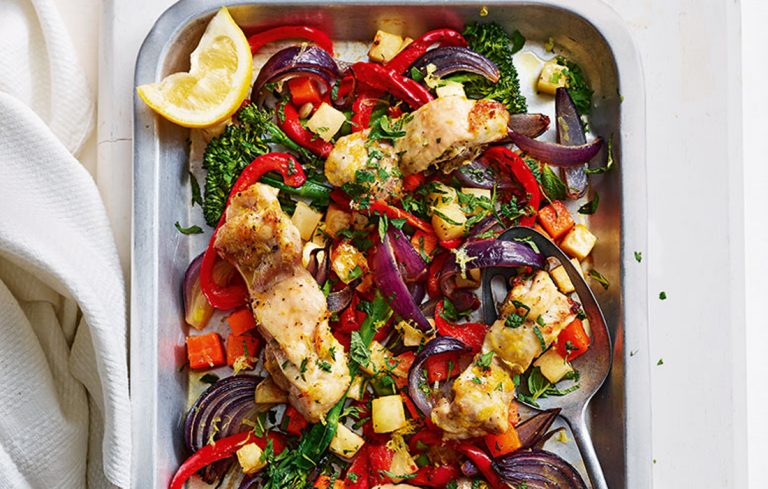 Chicken and vegetable tray bake - Healthy Food Guide