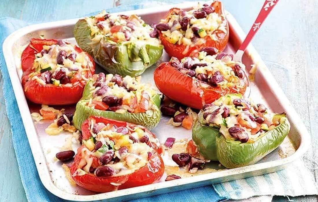 Rice and bean stuffed capsicums - Healthy Food Guide