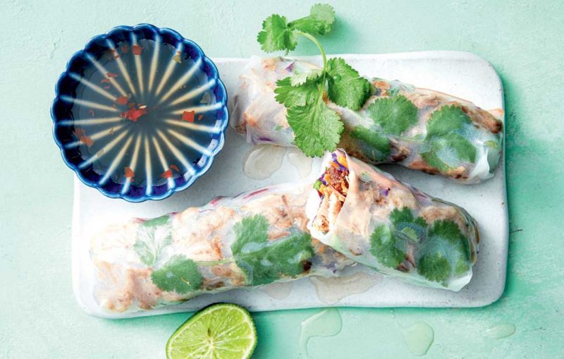 Pulled pork and coriander rice paper rolls - Healthy Food Guide
