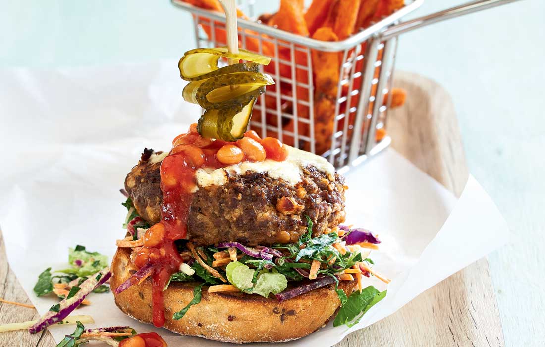 Open beef and bean burgers - Healthy Food Guide