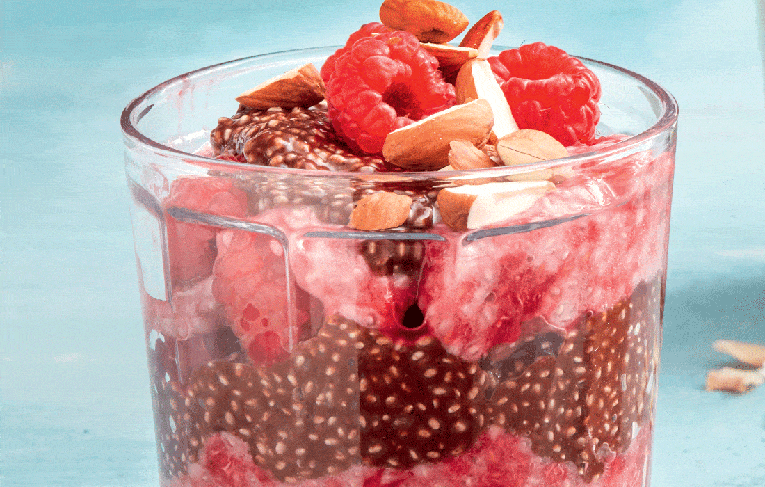 Layered chocolate, raspberry and almond puddings - Healthy Food Guide