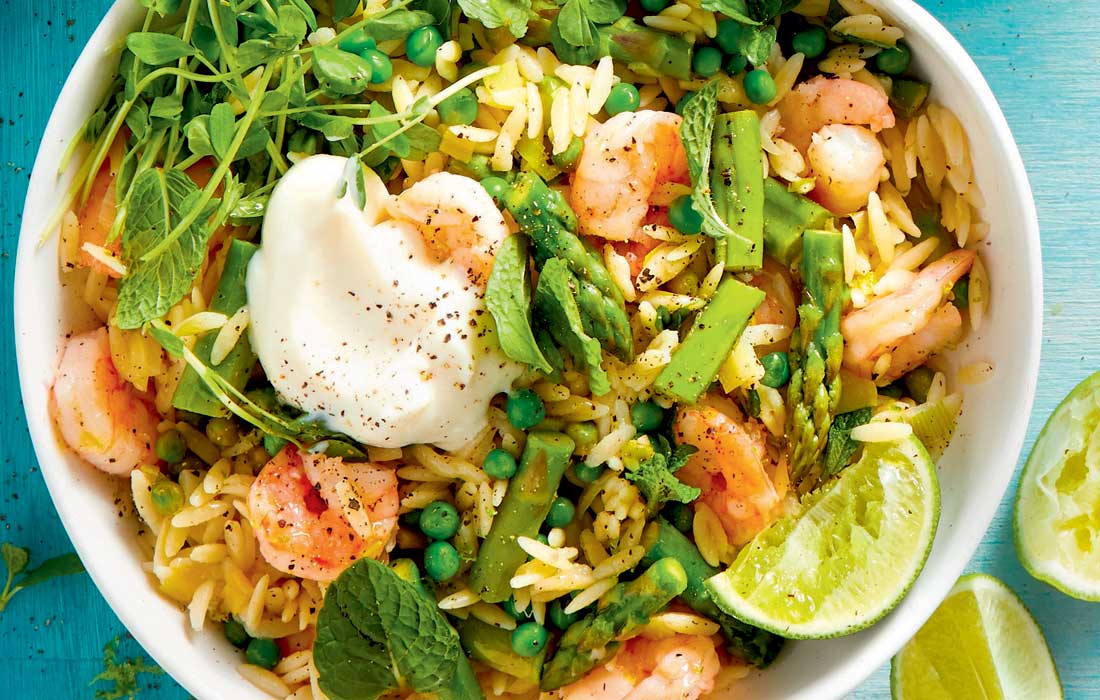 Risoni with prawn and asparagus - Healthy Food Guide