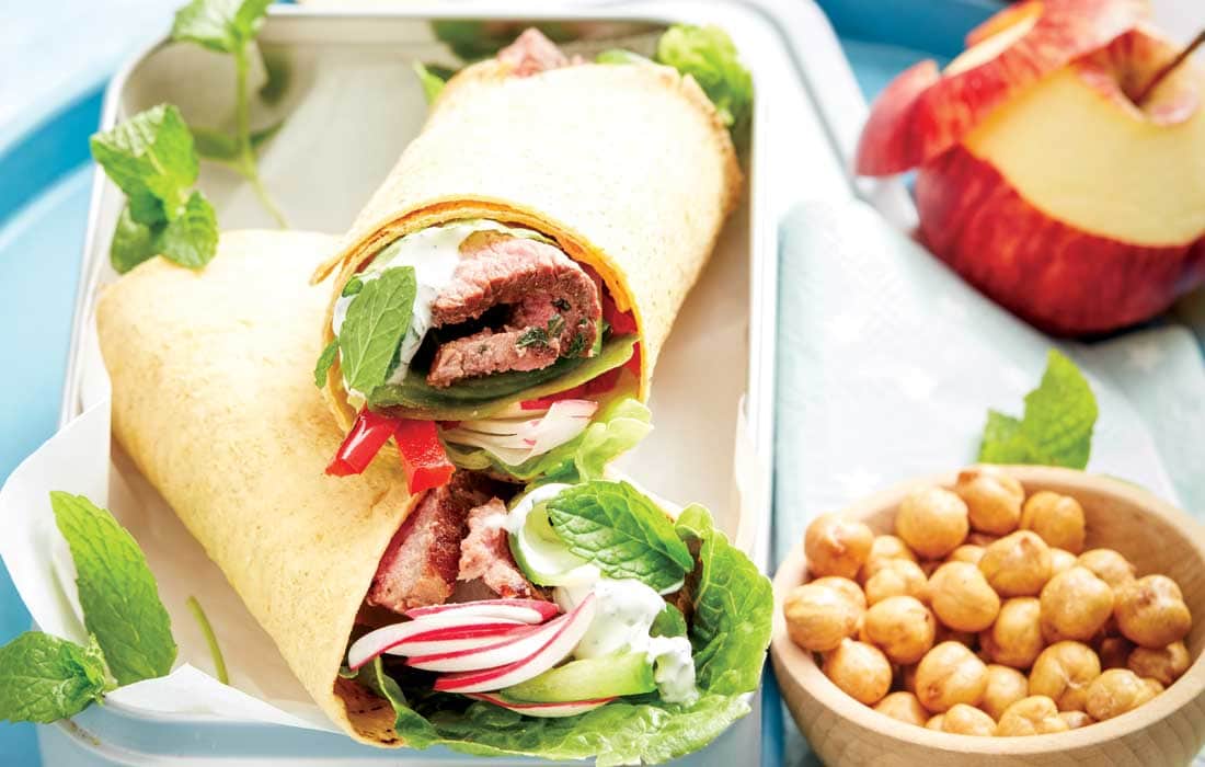 Lamb souvlaki wraps - Healthy Food Guide