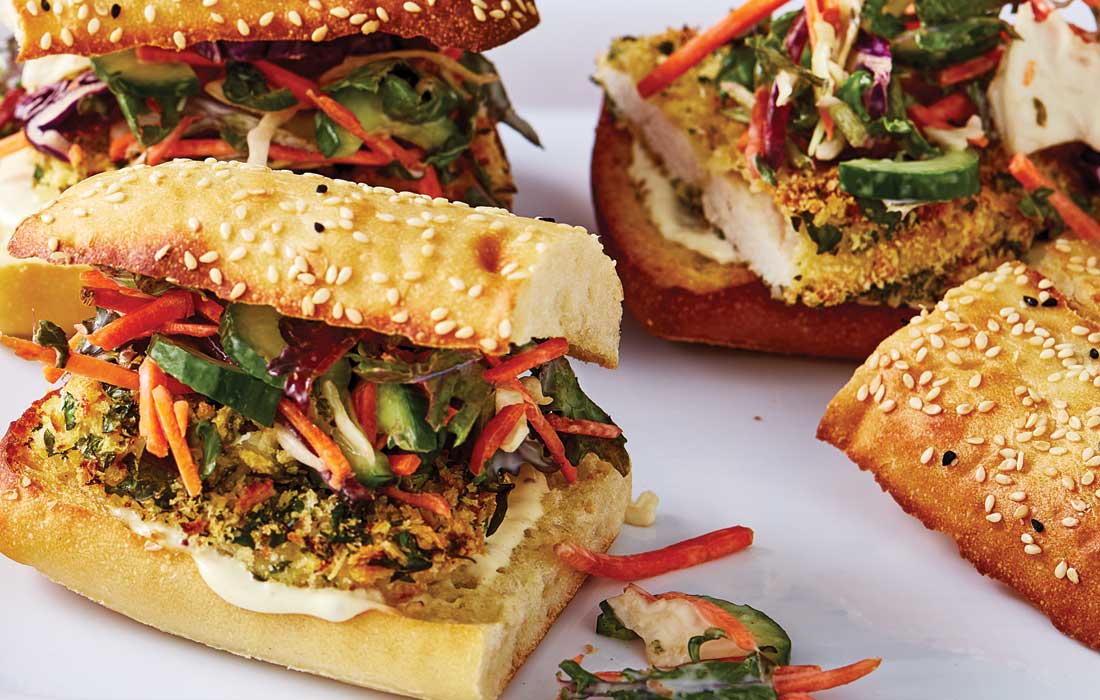 Mini chicken schnitzel subs - Healthy Food Guide