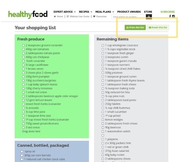 How to use shopping lists and meal plans - Healthy Food Guide