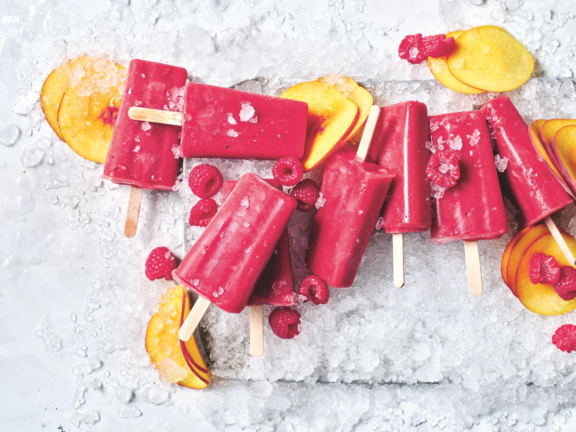 Peach and raspberry popsicles - Healthy Food Guide